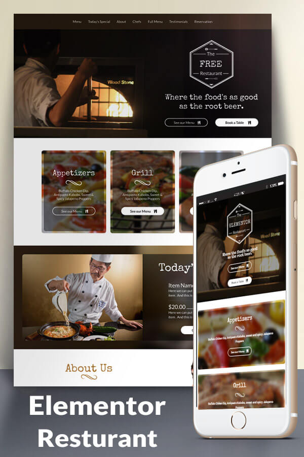 Restaurant Website Template For Elementor