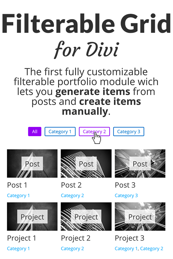 Filterable Grid for Divi